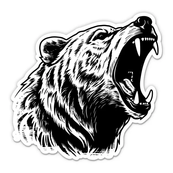 Bear Fierce Sticker Phone Decal Water Bottle Stickers Car Decals ...