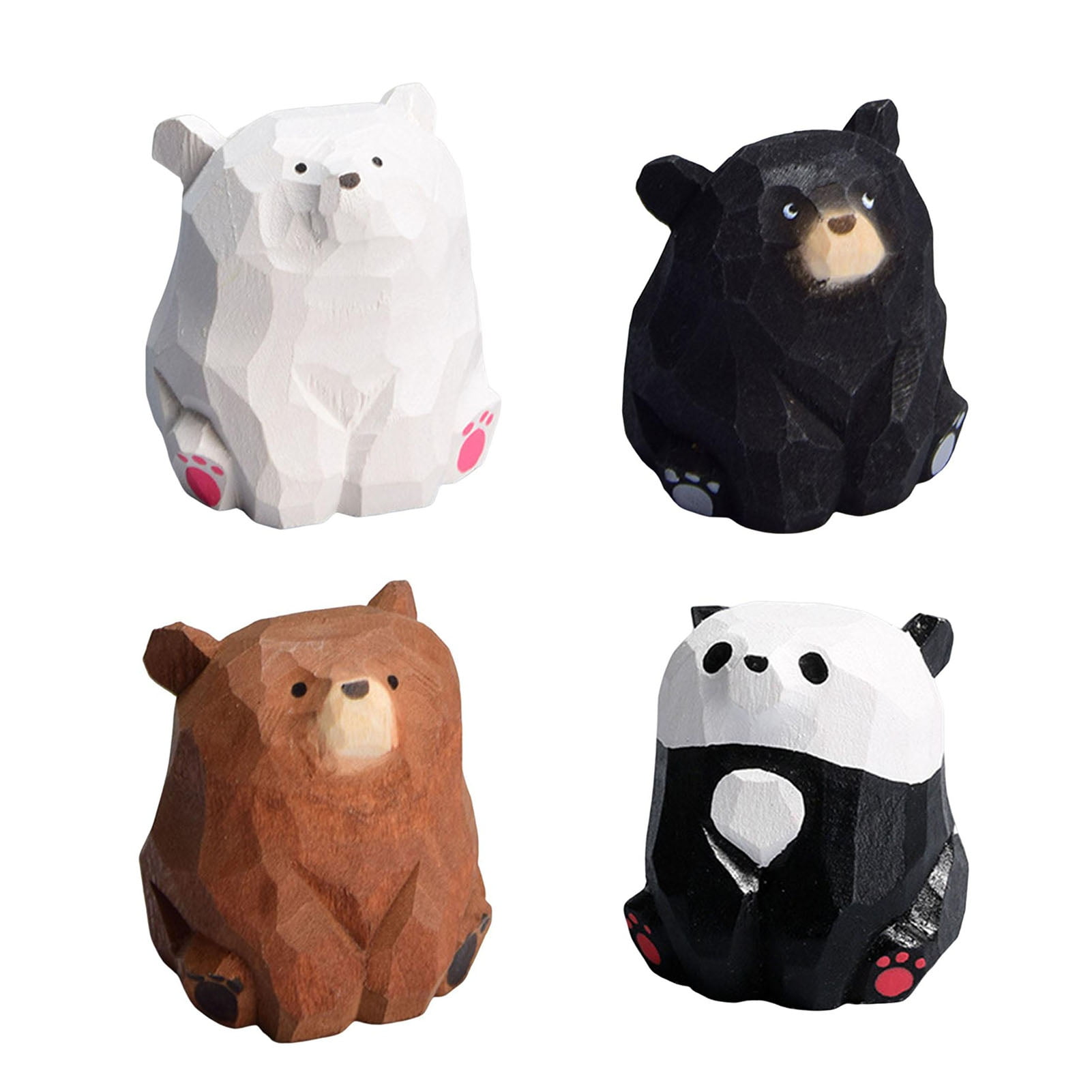 Bear Figurine Decor Wooden Bear Figurine Miniature Rustic Animal ...