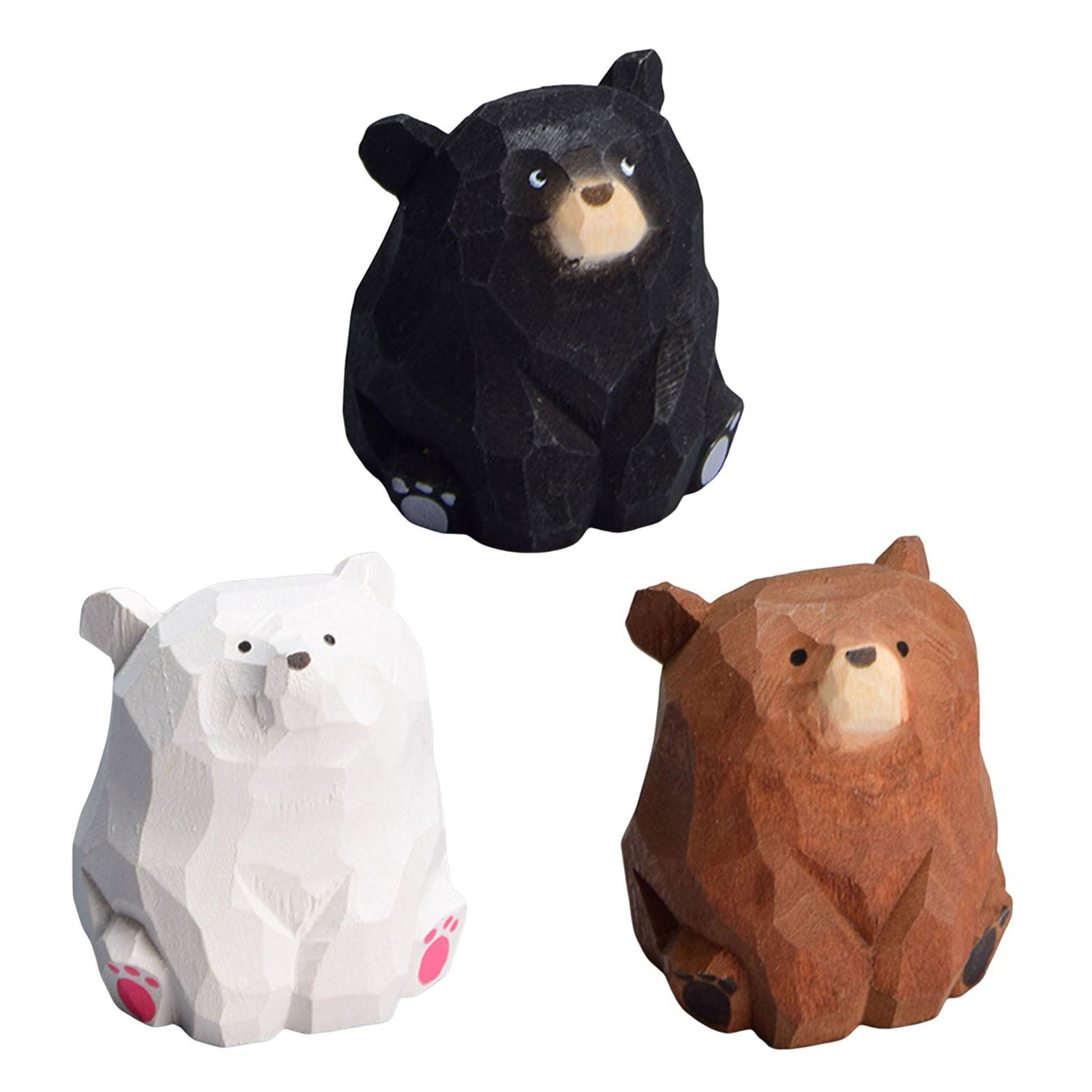 Bear Figurine Decor Wooden Bear Figurine Miniature Rustic Animal ...
