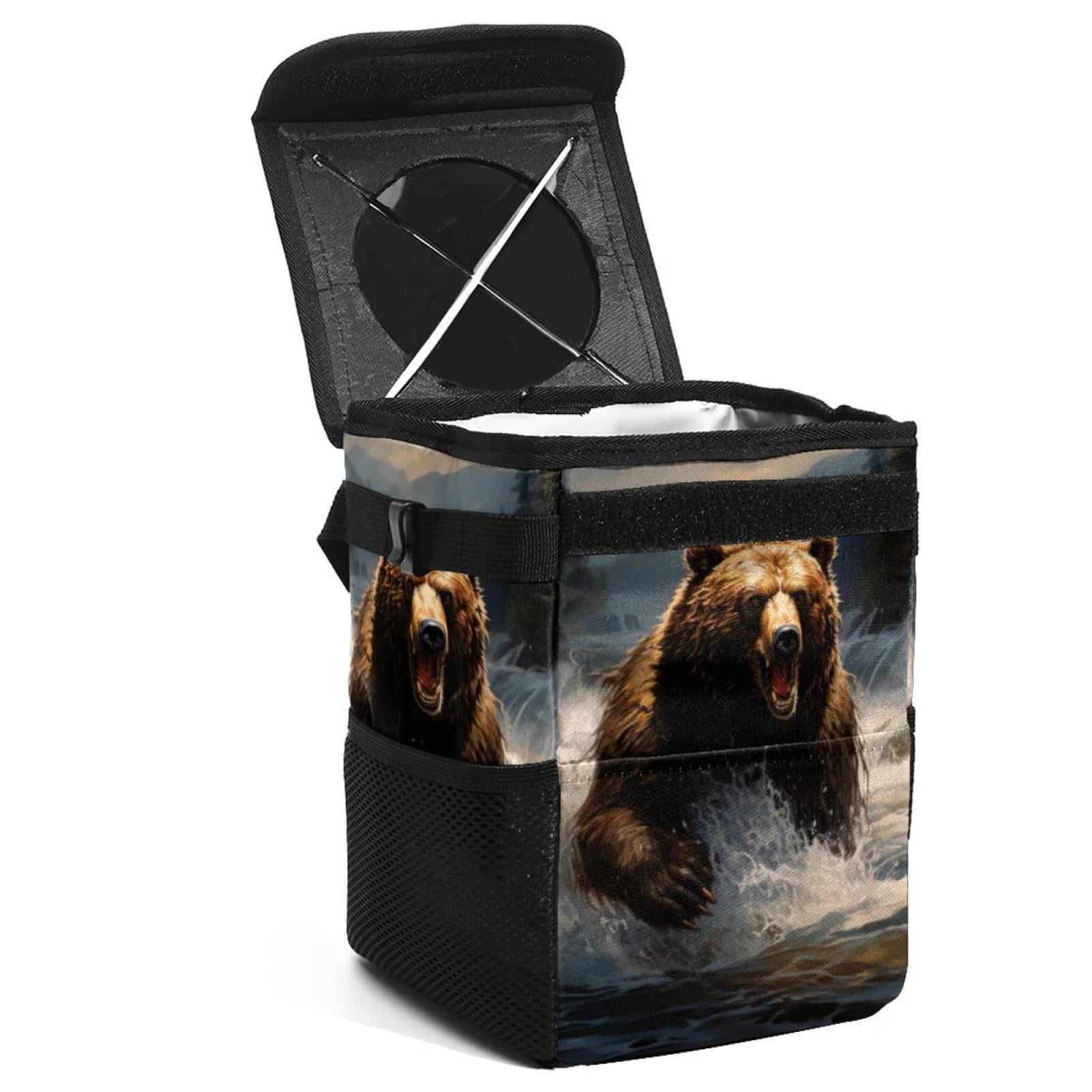 Bear Foldable Car Garbage Can with Lid - Leak-proof Mini Trash Can ...
