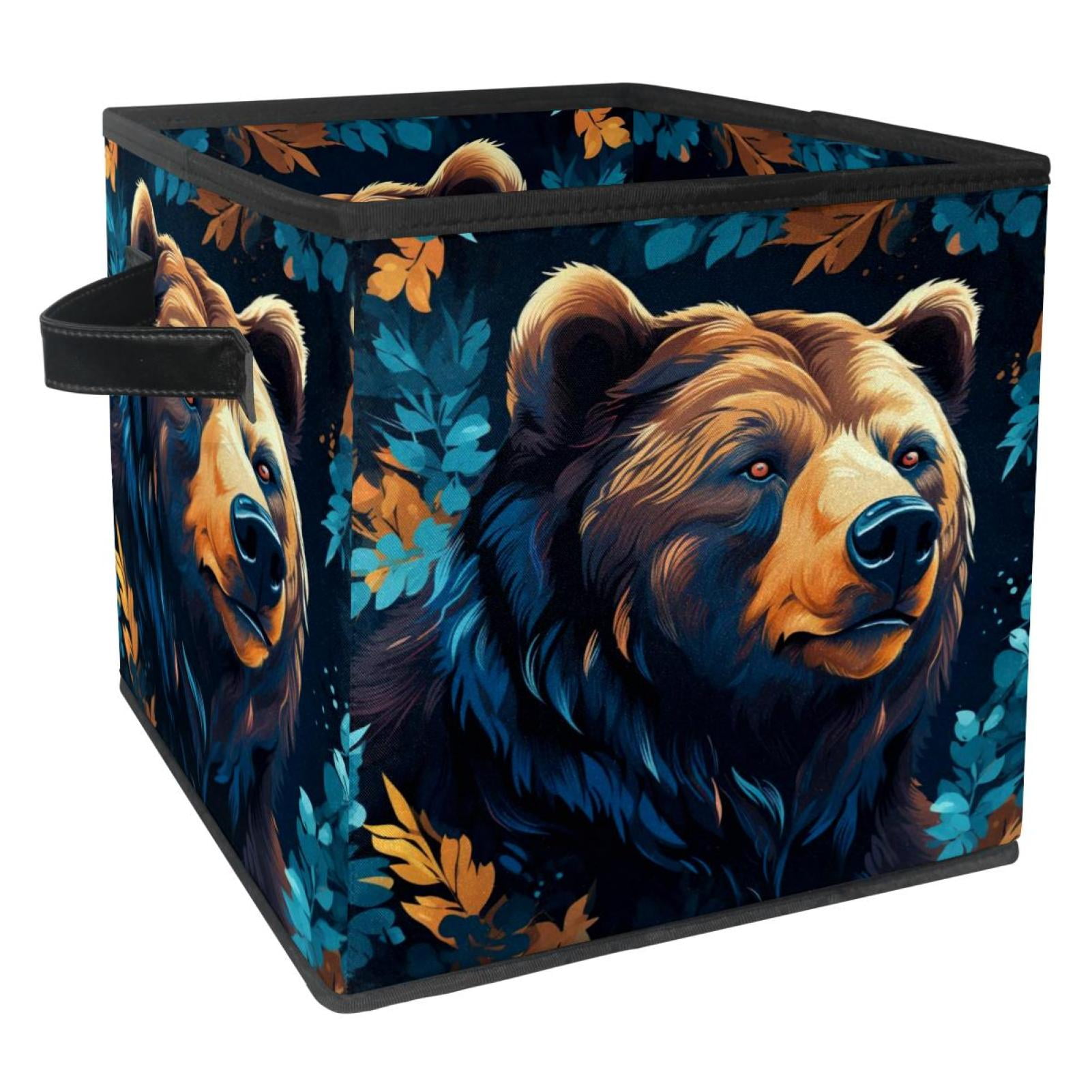 Bear Foldable Storage Bin with Handle, 10.8"x10.5"x10.6", Large ...