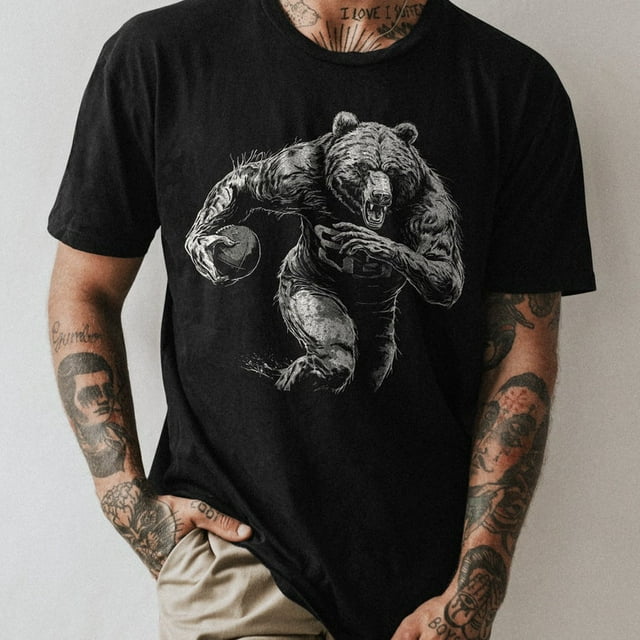 Bear Football Player Tee, American Football Shirt, Unique Bear Men’s ...