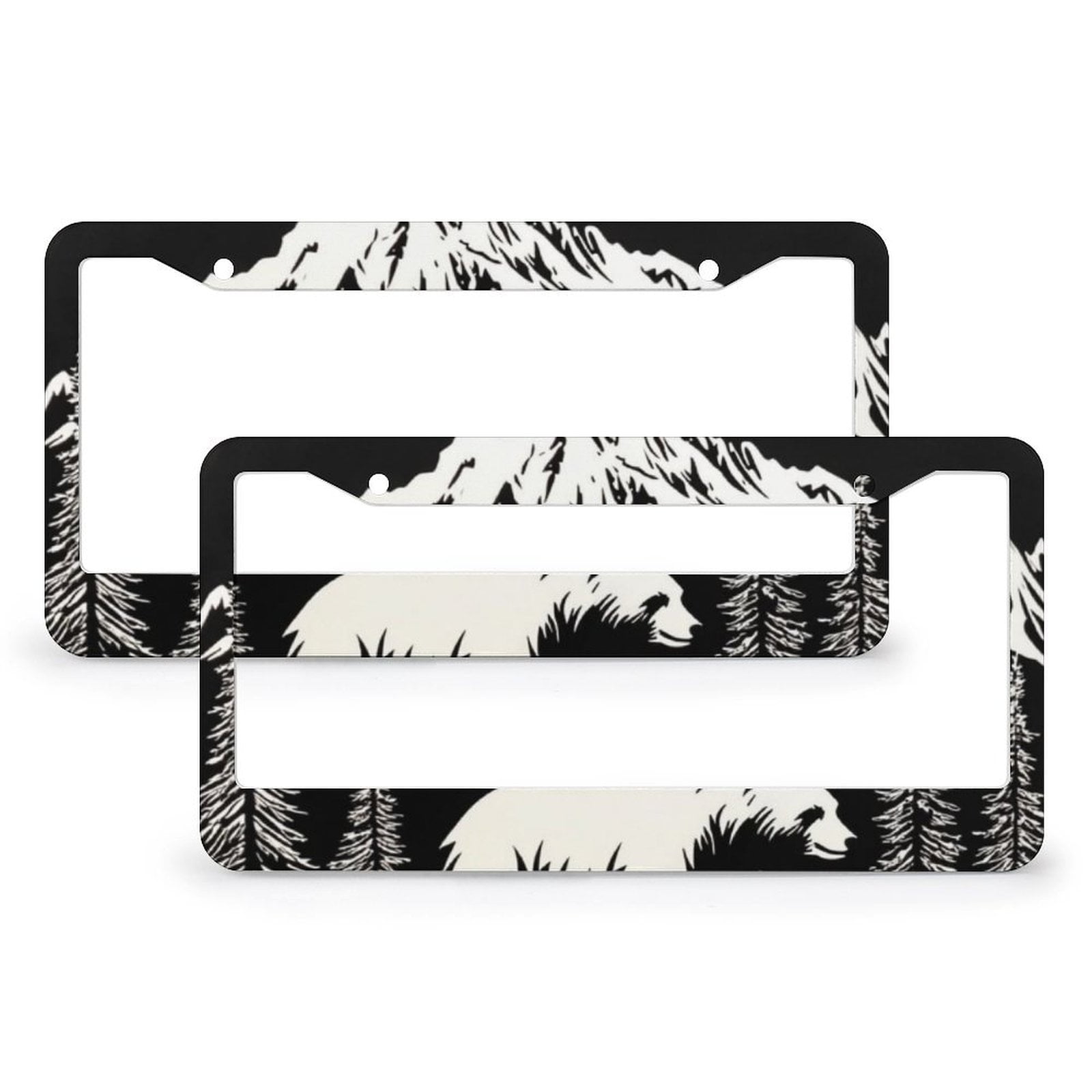 Bear Forest Mist Landscape License Plate Frames 2 PCS Bear Wildlife ...