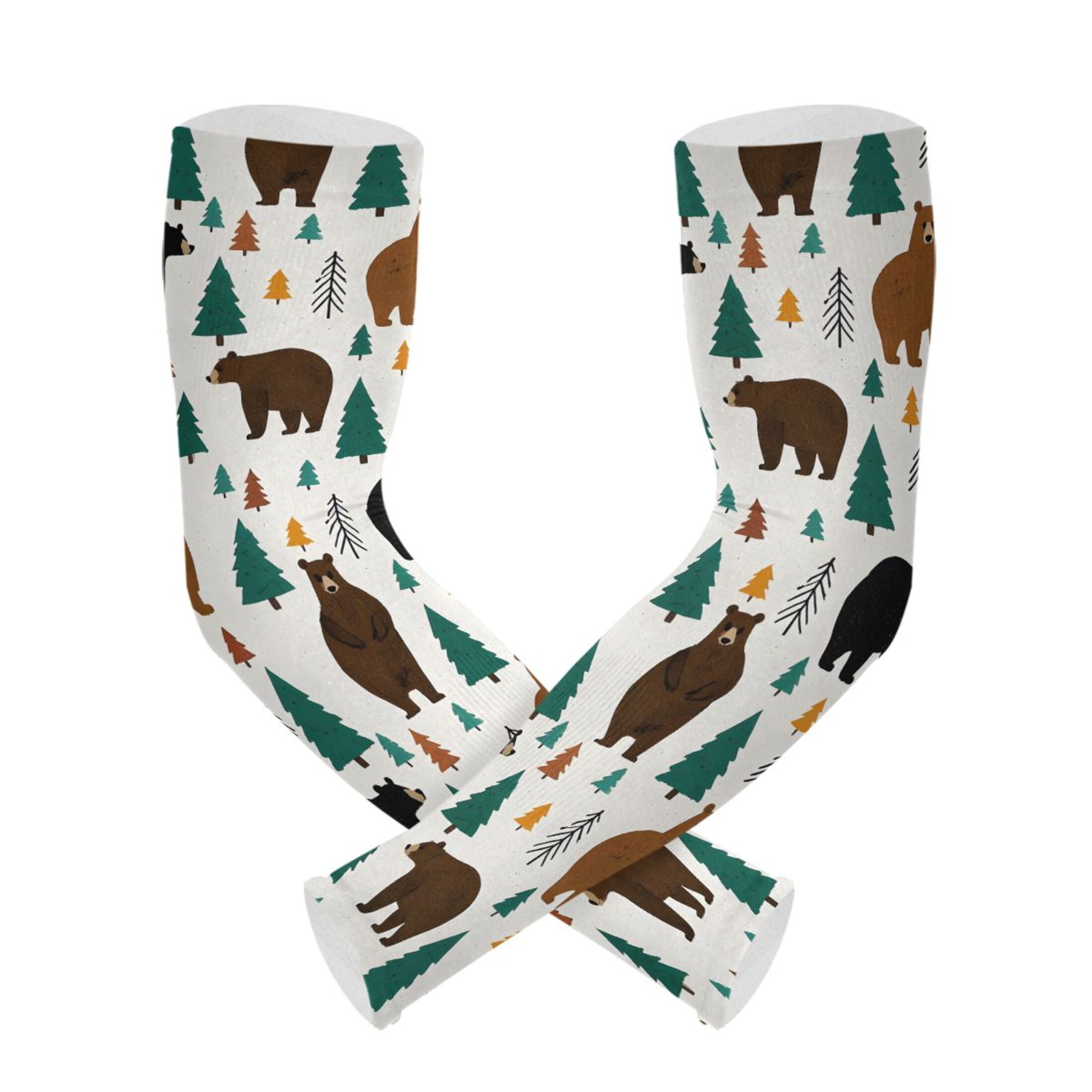 Bear Forest Pattern UV Protection Cooling Arm Sleeves, Compression Sun ...