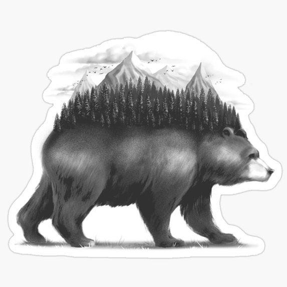 Bear Forest Sticker Phone Decal Water Bottle Stickers Car Decals ...