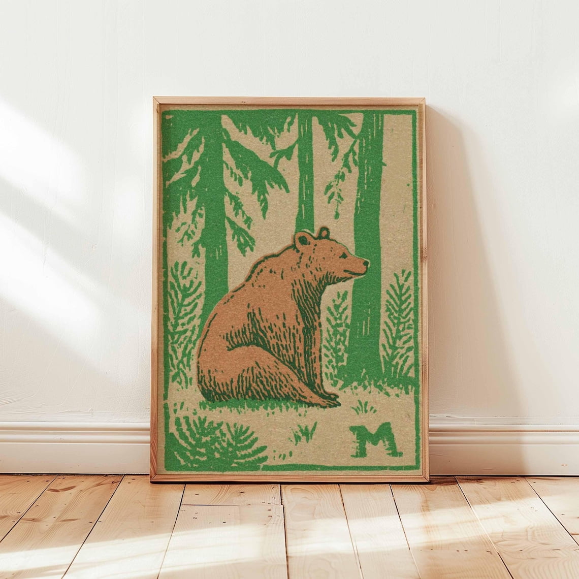 Bear Forest Vintage Wildlife Rustic Cabin Woodland Animal Lodge Decor ...