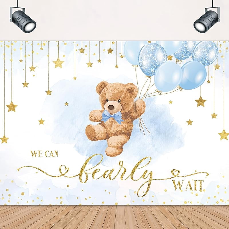 Bear Gender Reveal Backdrop He or She Pink or Blue Boho Floral We Can ...