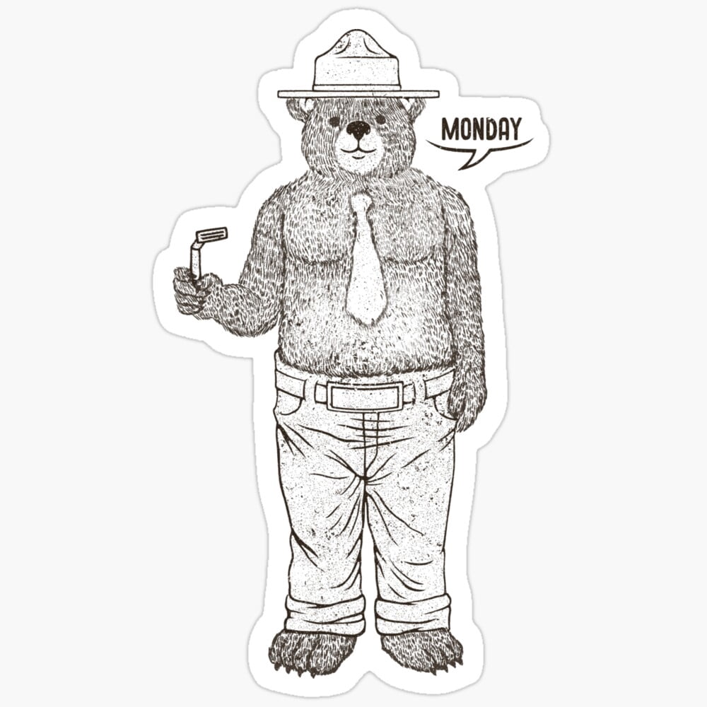Bear Getting Ready To Work Sticker Phone Decal Water Bottle Stickers ...