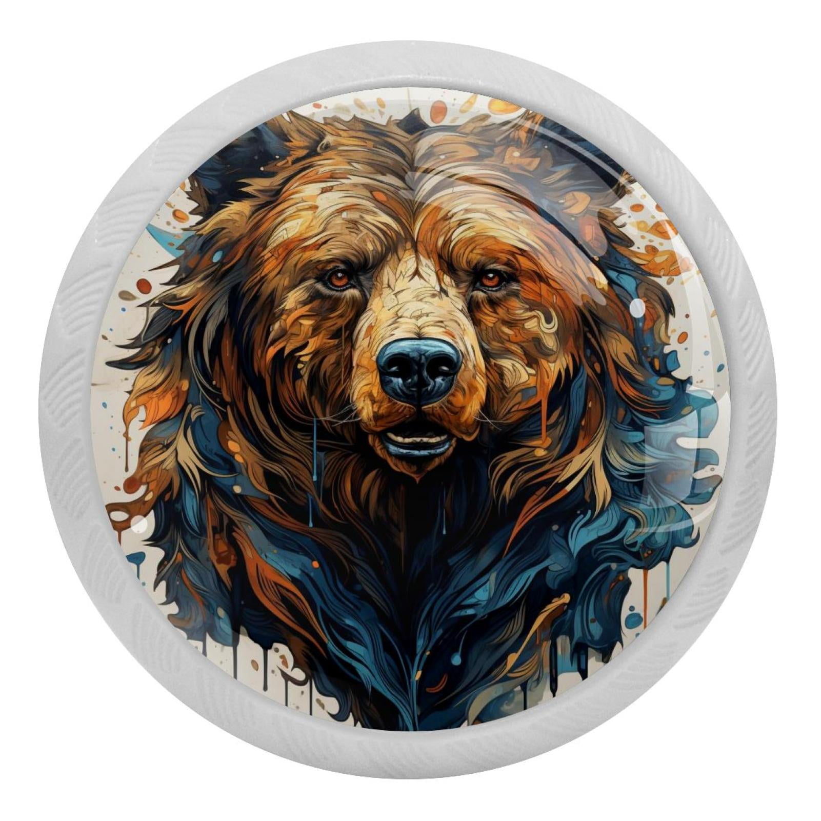 Bear Glow-in-the-Dark Fluorescent Drawer Pulls 4-Pack with Screws ...