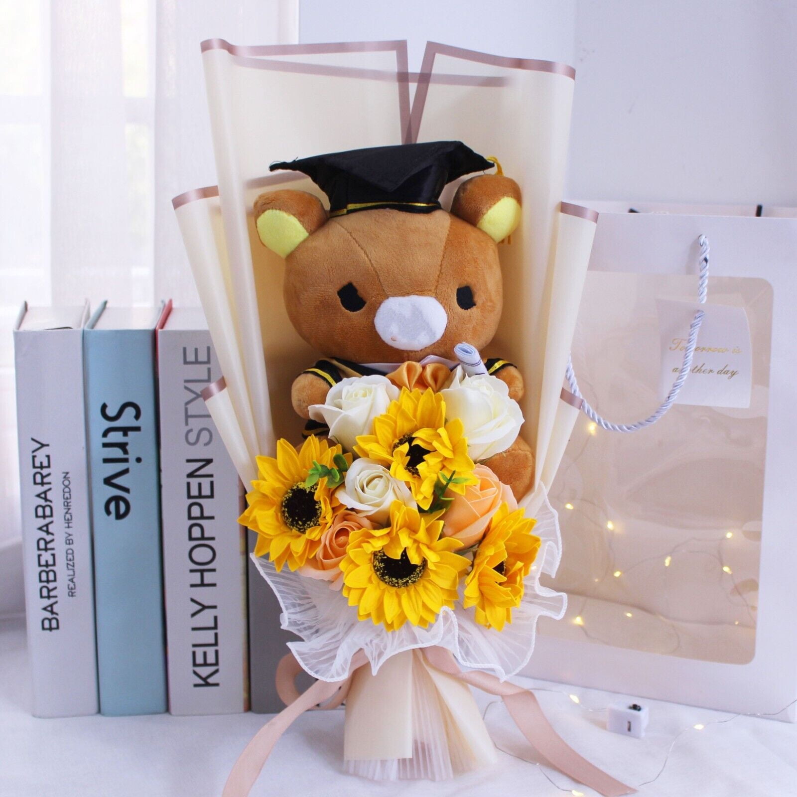 Bear Graduation Flower Bouquet Plush, 2025 Bear Cartoon Movie Toys ...