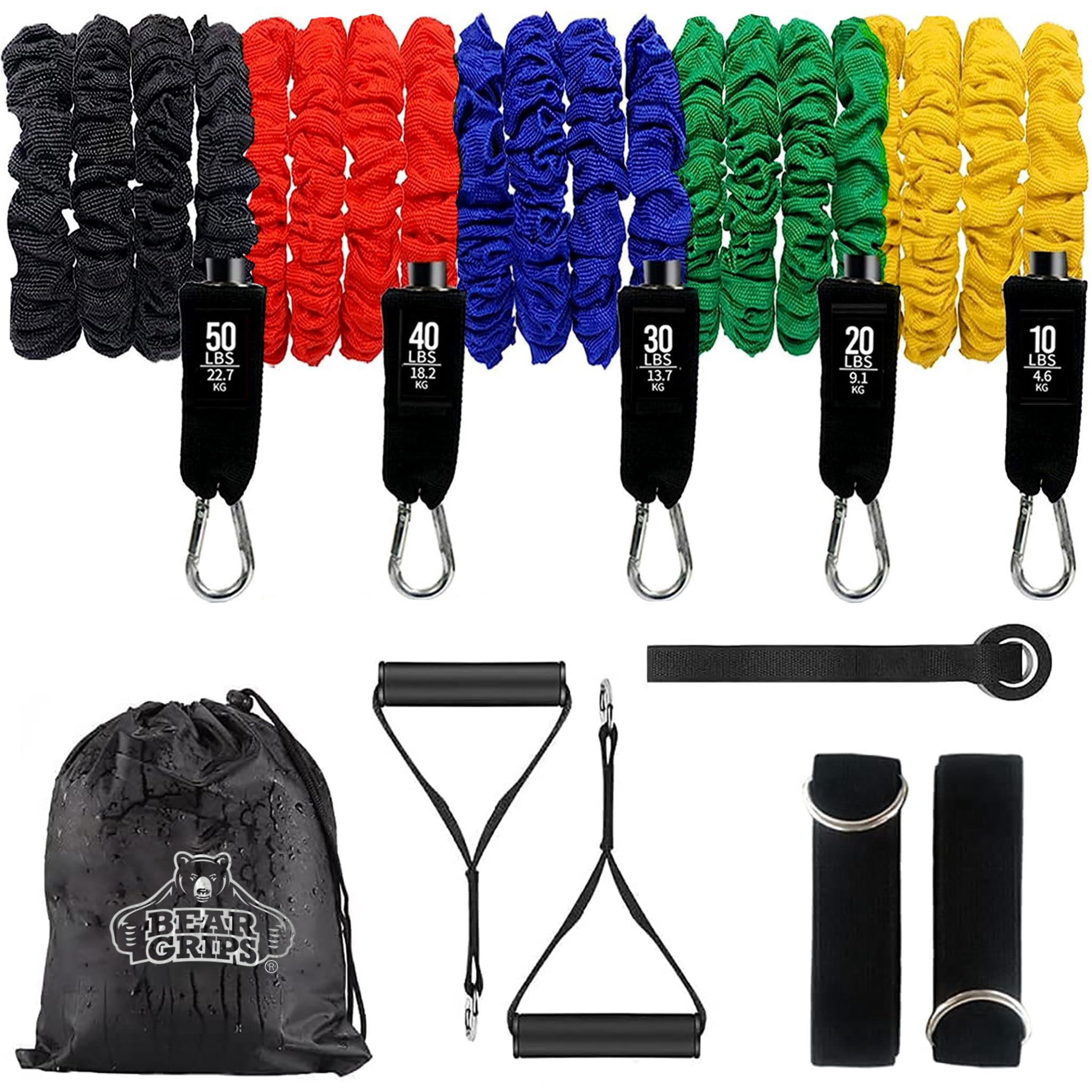 Bear Grips Tube Resistance Bands for Working Out - Home Gym Equipment ...