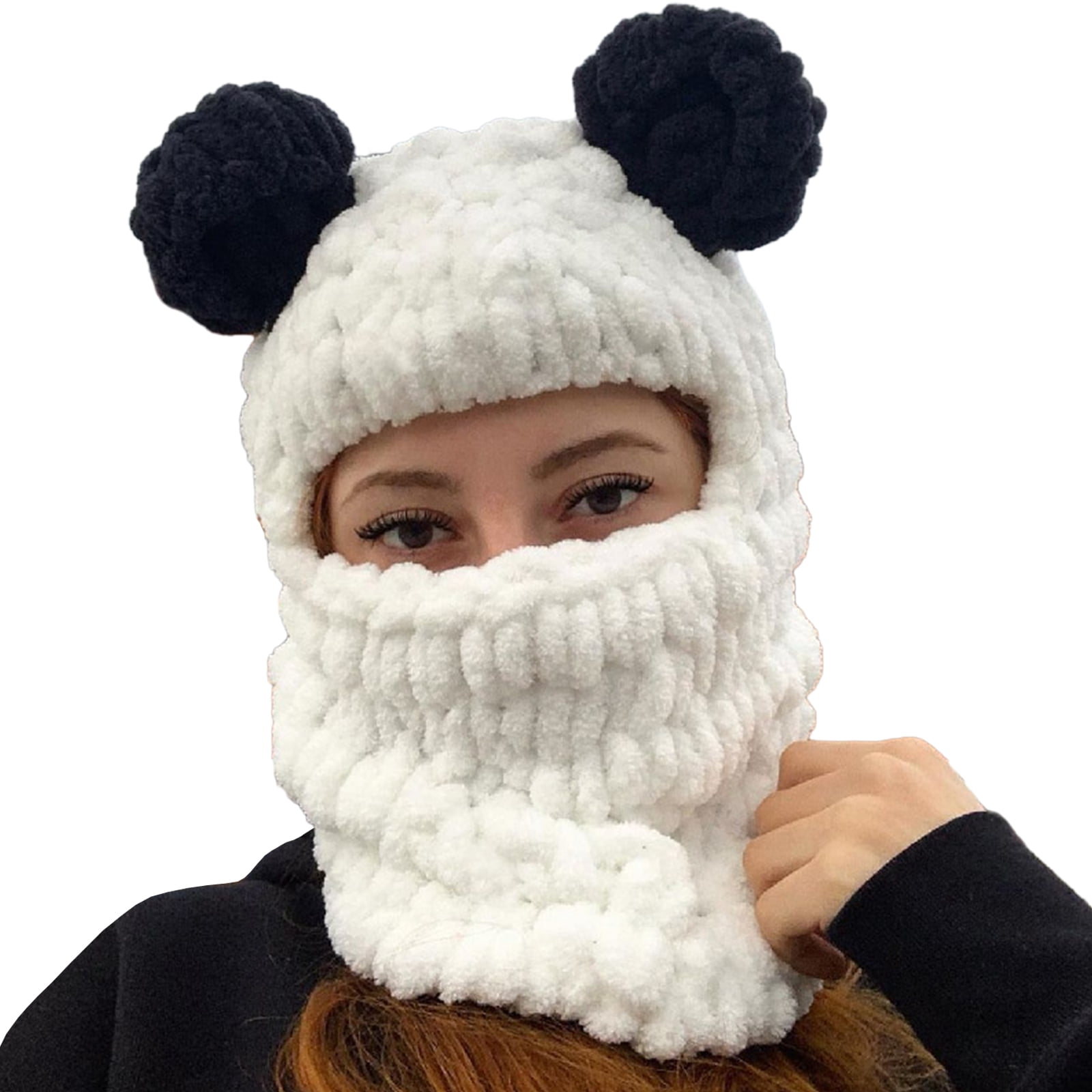 Bear Hat Panda Head Photo Props New Year Thick Halloween Hat Adults ...