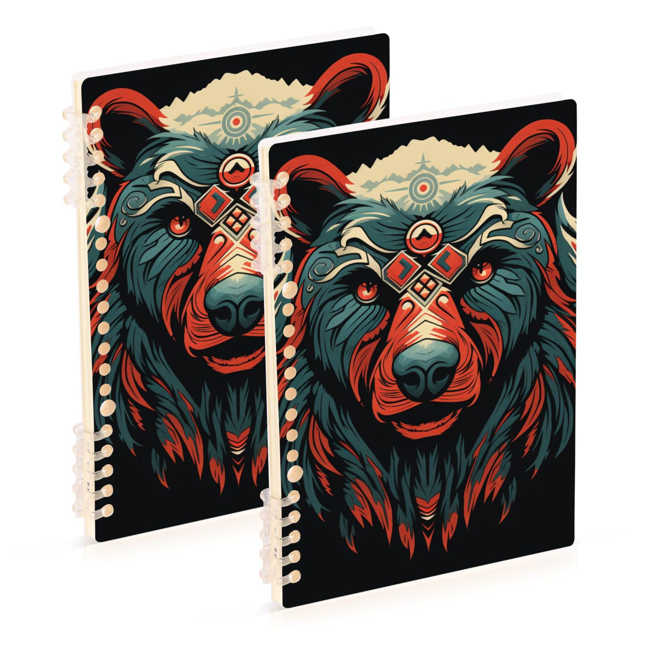 Bear Head Grey Ring Binder Notebook Journey Note Diary College Ruled ...