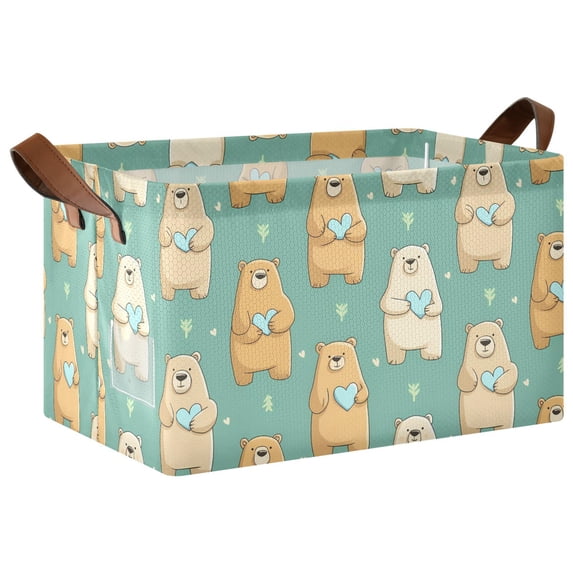 Bear Heart Pattern Collapsible Storage Bin Open Home Shelf Basket Water ...