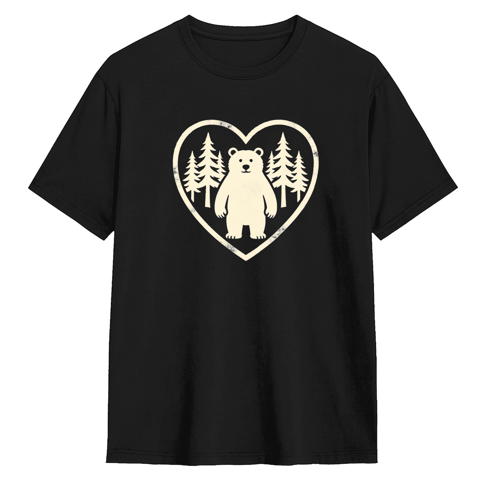 Bear Heart Pine Tree Retro Graphic Tee for Men and Women, Funny Hiking ...