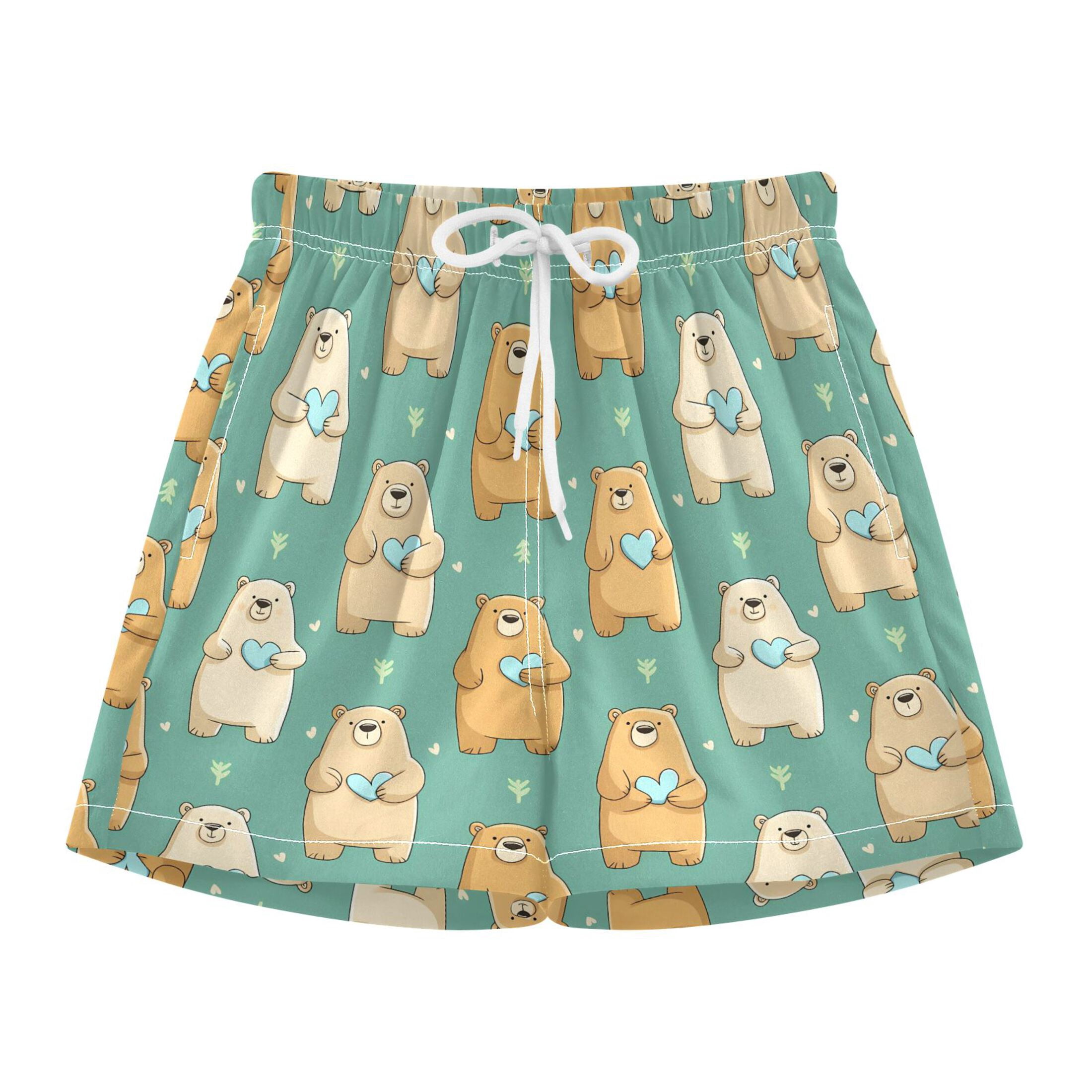 Bear Heart Swim Trunks Quick Drying Bathing Suit Summer Shorts Swimwear ...