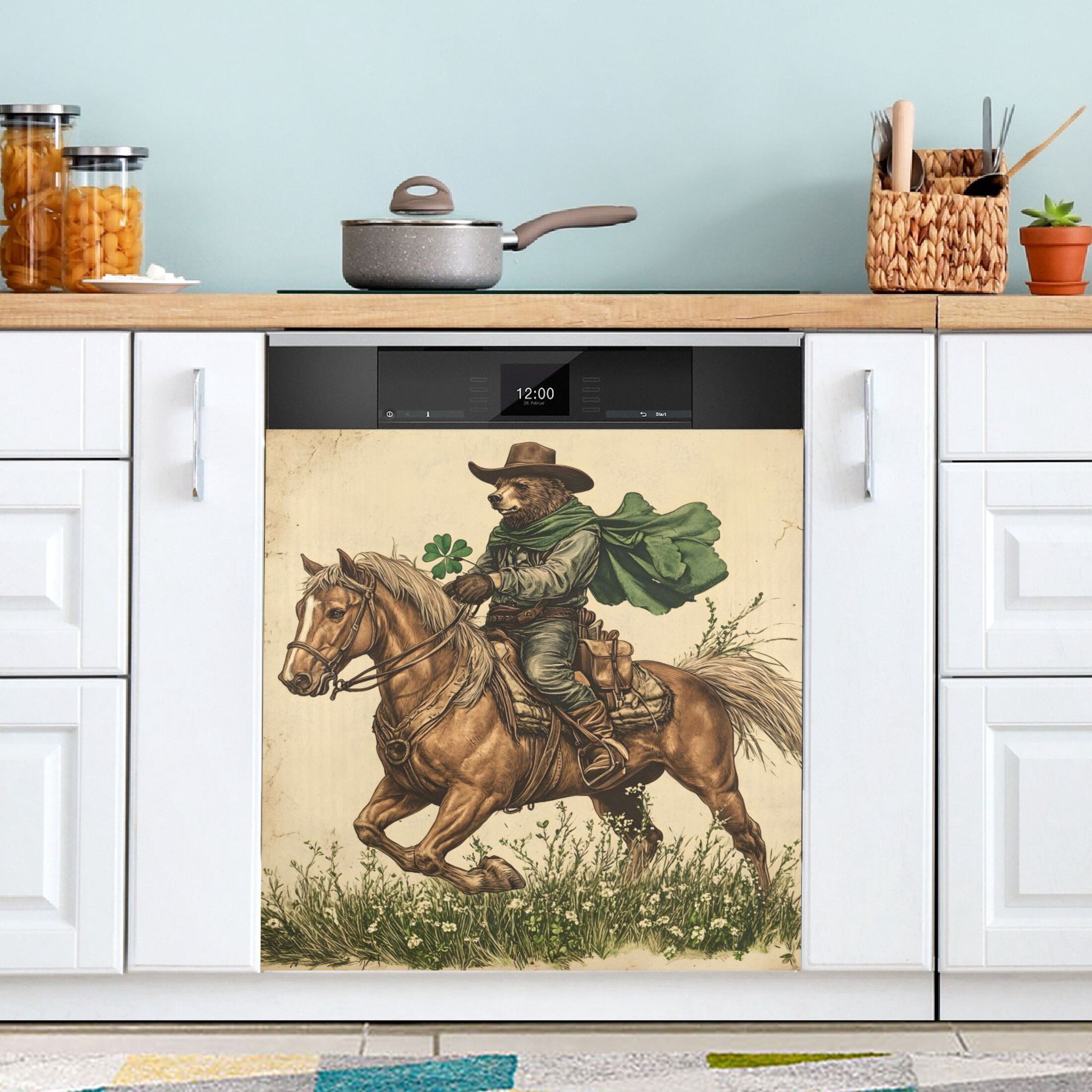 Bear Horse Clover Dishwasher Magnet Cover Reuseable Refrigerator Magnet ...