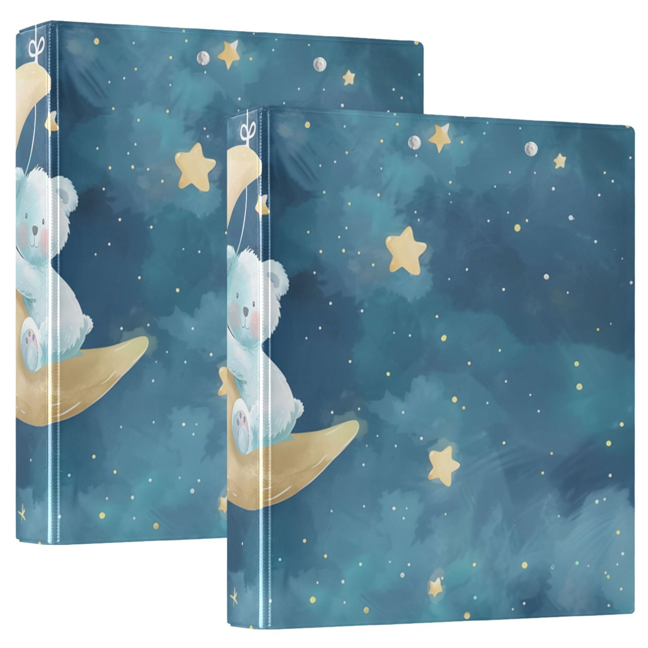 Bear Hug The Moon Stars Round Ring Binder 3 Rings 1.5" Capacity File ...