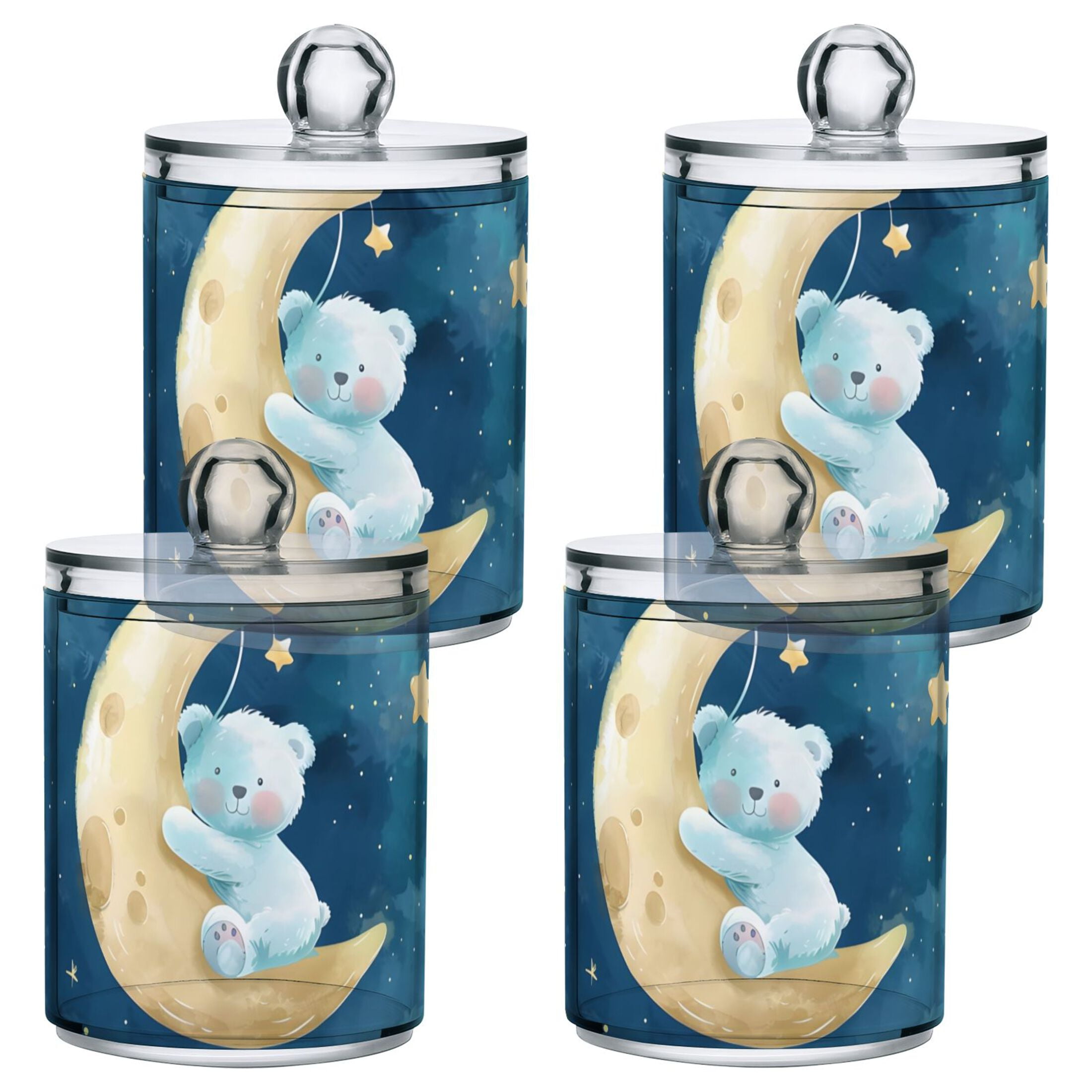 Bear Hug The Moon Stars Translucent Plastic Cans Storage Canisters with ...