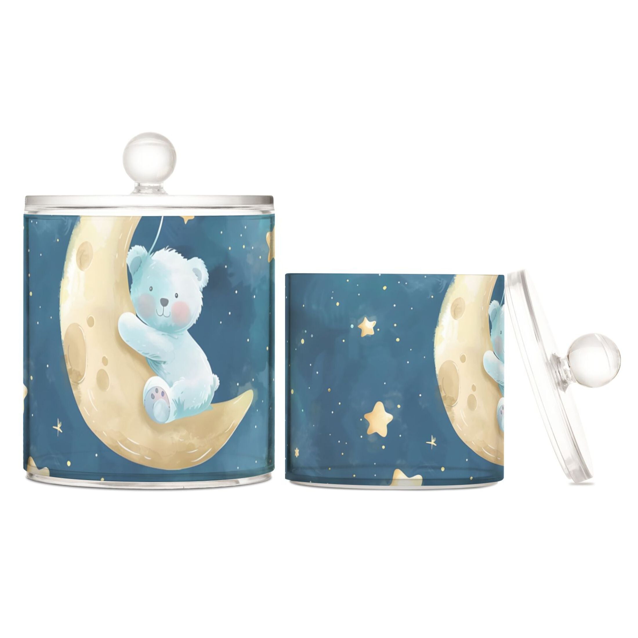 Bear Hug The Moon Stars Translucent Plastic Cans Storage Canisters with ...