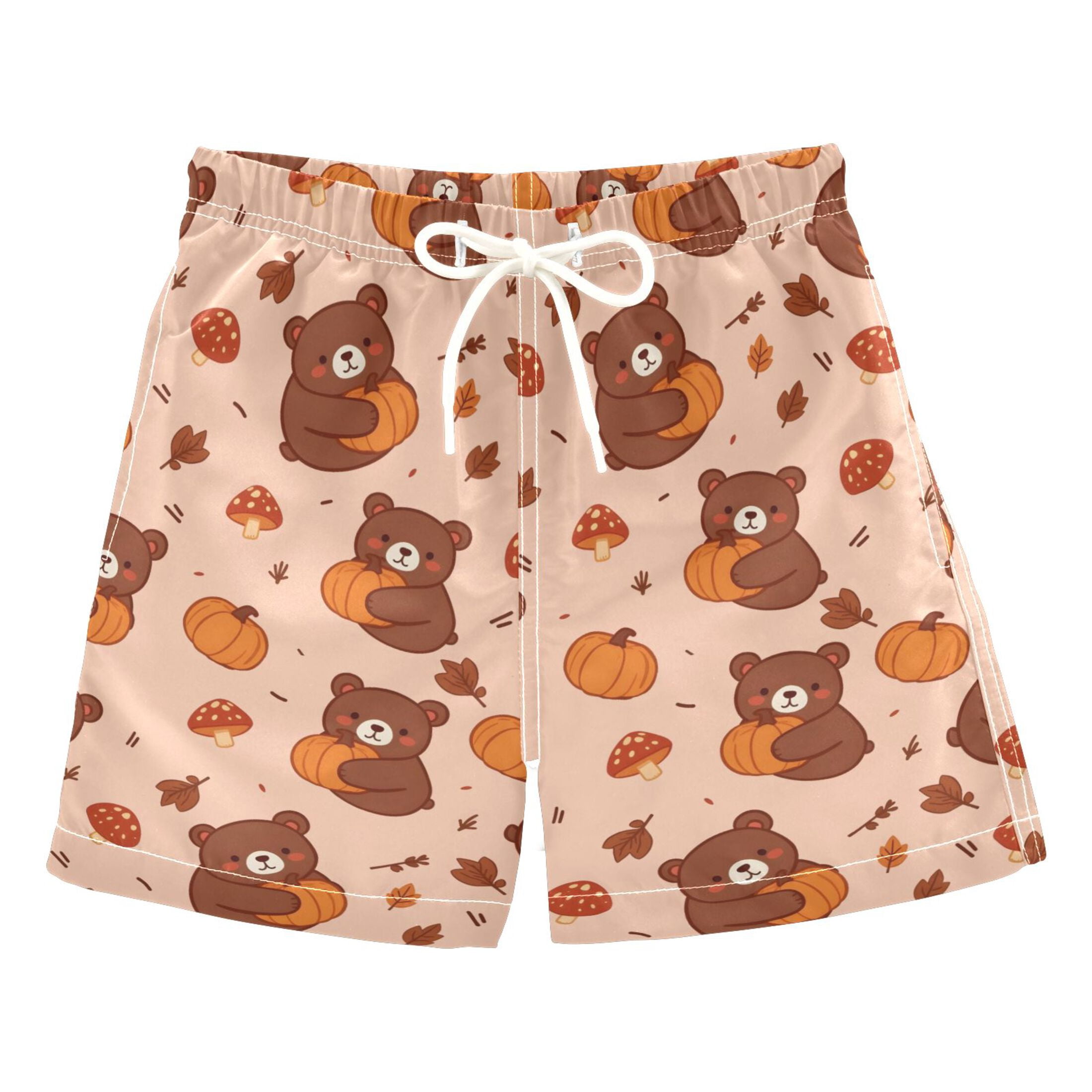 Bear Hugging Pumpkin Pattern Swim Trunks Quick Dry Beach Pool Board ...