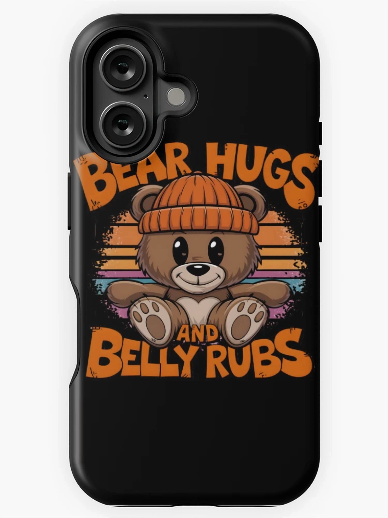 Bear Hugs and Belly Rubs Cute Fun Aesthetic iPhone Case for 16 15 14 13 ...
