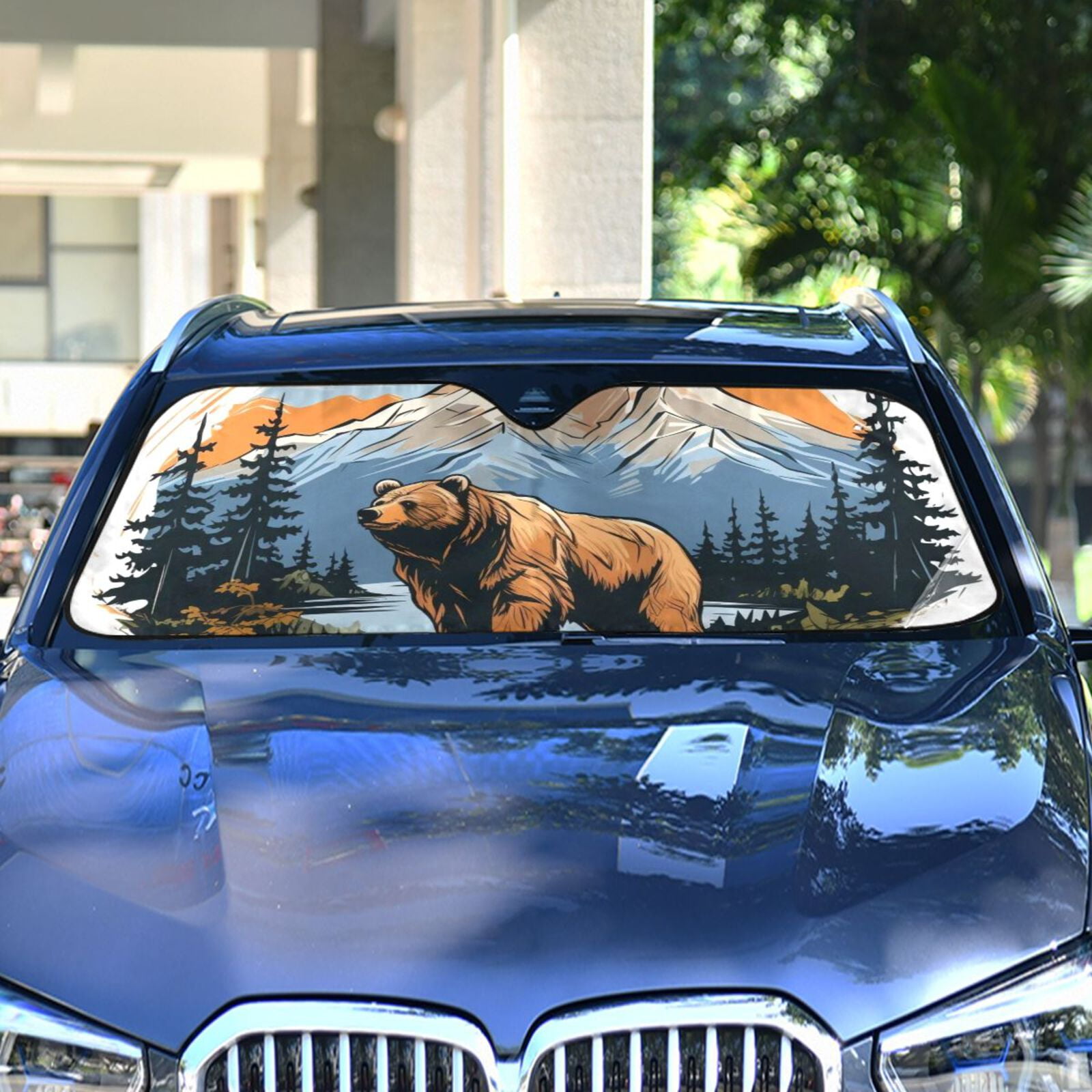 Bear Iceberg Trees Mountain Lake Automotive Front Car Windshield Sun ...