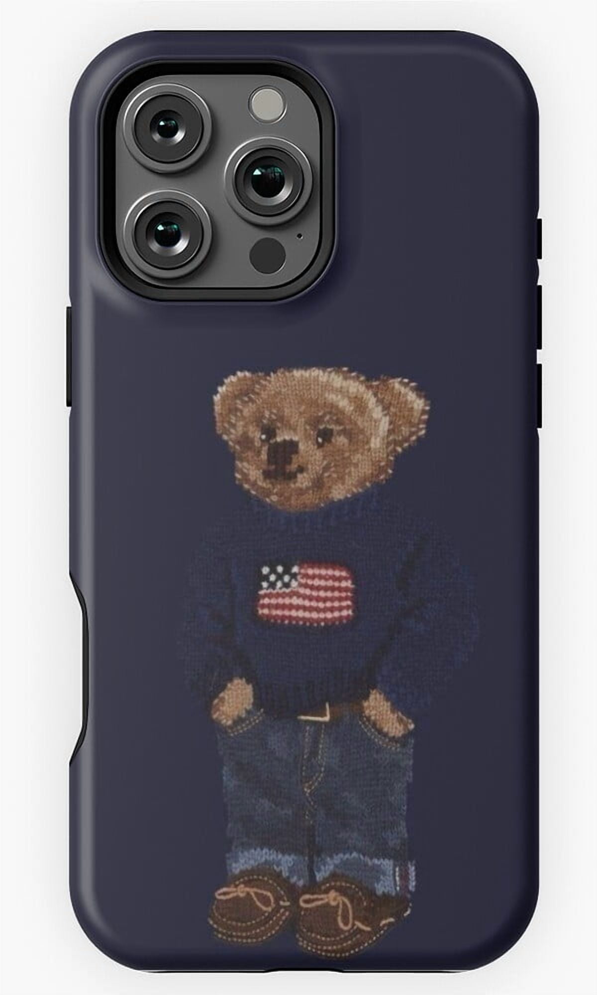 Bear Illustration Minimal Graphic Phone Case for iPhone 16 15 14 13 12 ...