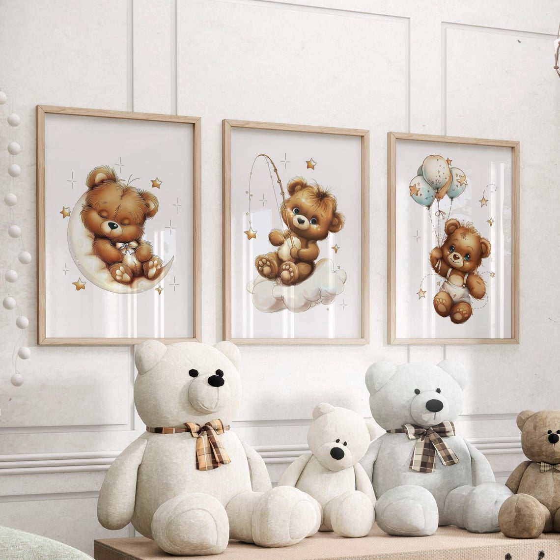Bear Illustration Wall Art Nursery Minimalist Nursery Room Decor Brown ...