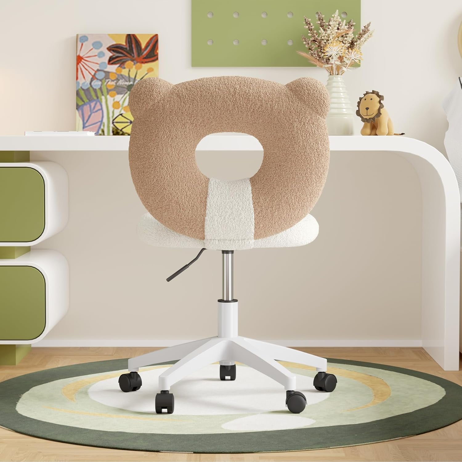 Bear Kids Desk Chair with Wheel & Back Adjustable Child Study Chair ...