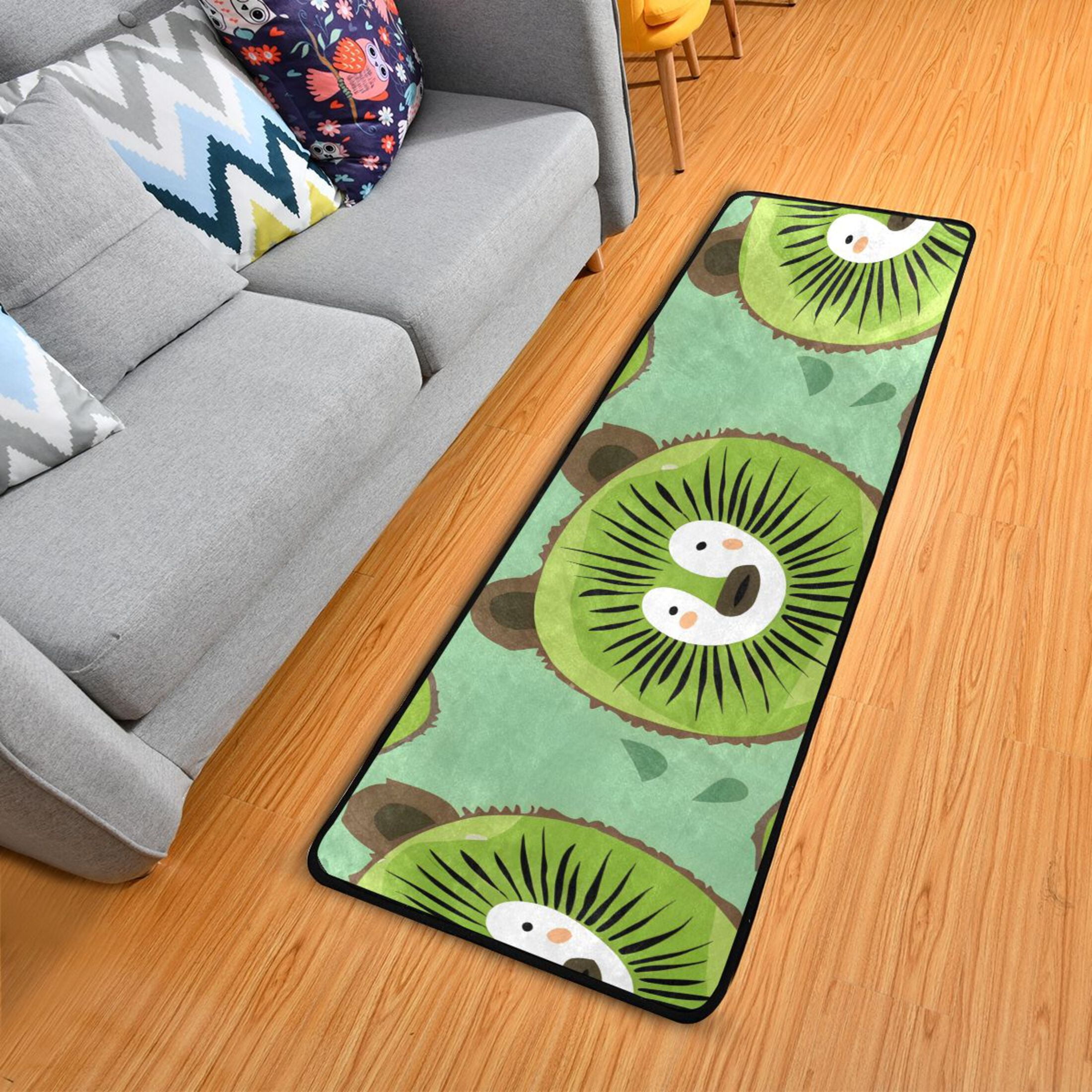 Bear Kiwi Slices 72×24 inch Runner Rug Non-Slip Pads Ares Rugs Washable ...