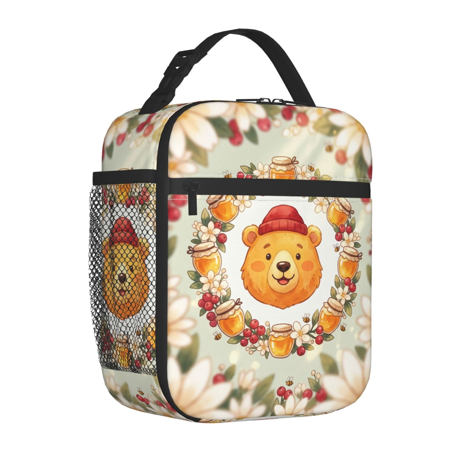 Bear Lunch Bag, Kawaii Teddy Bear Print Insulated Tote, Reusable ...