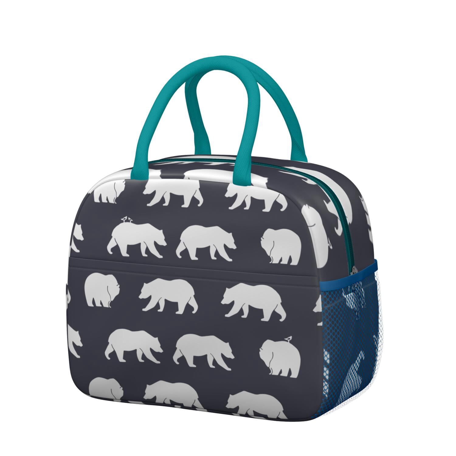 Bear Lunch Bag for Women, Cute Cartoon Polar Bear Print with Brown ...
