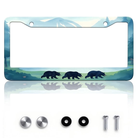 Bear Metal License Plate Frame Aluminum Material Fits US/Canada 12x6 ...