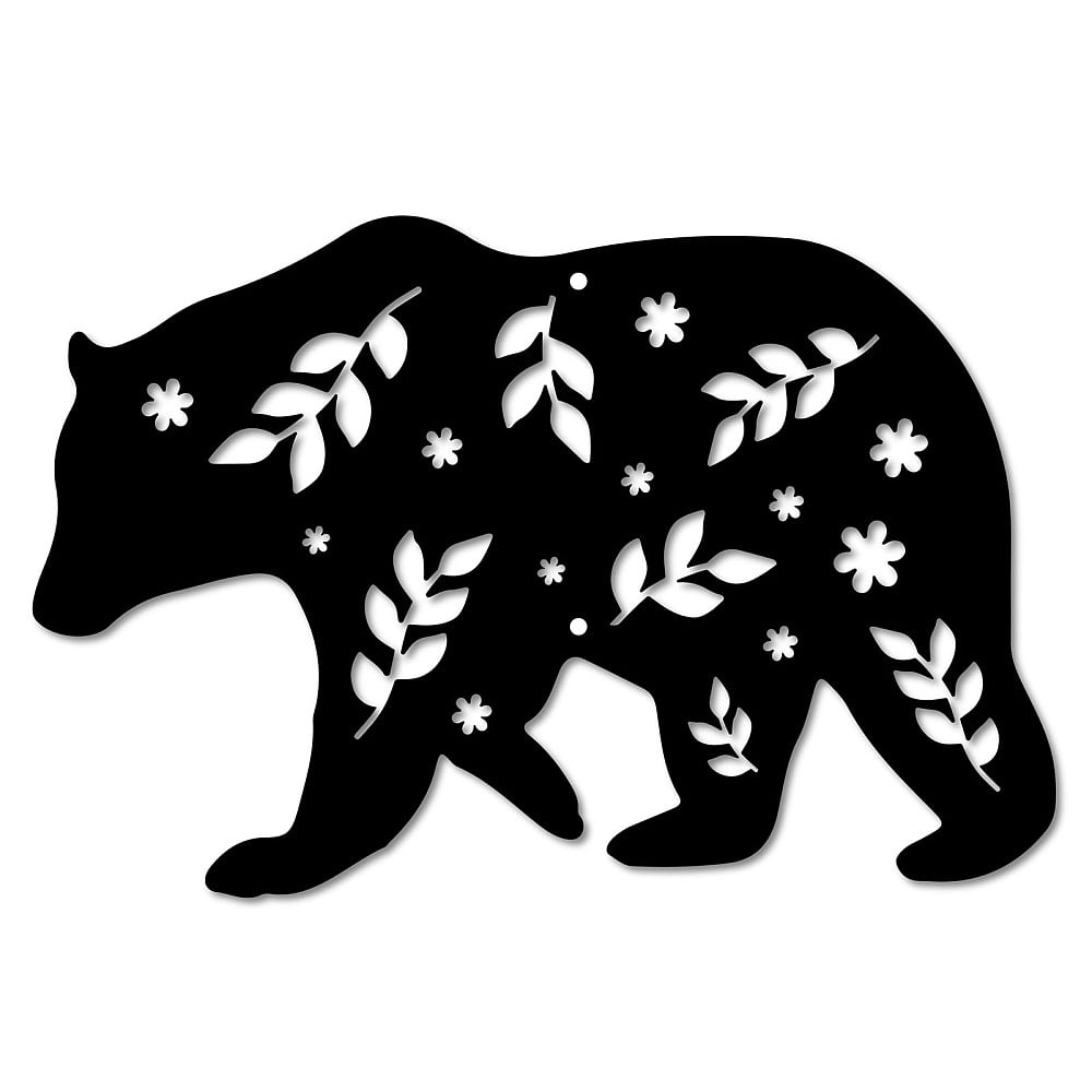Bear Metal Wall Art Decor Iron Wall Art Black Hollow Single Line Bear ...