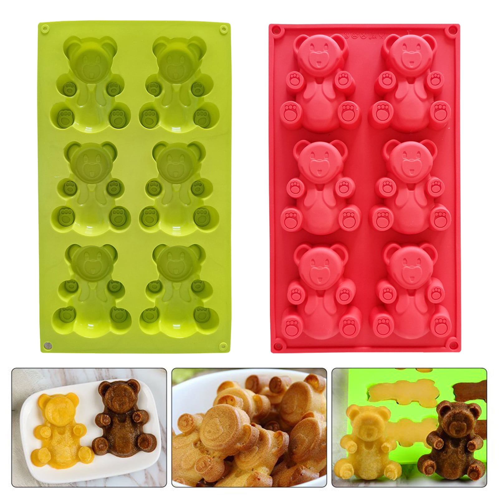 Bear Mold Easy Demolded Non-stick Heat-resistant DIY Silicone 6 Grids ...