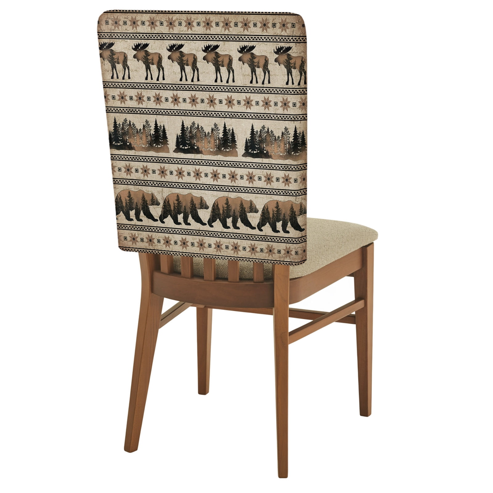 Bear Moose Chair Back Covers Set of 8 Country Vintage Bronze Forest ...