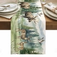 Bear Moose Cotton Linen Table Runner Brown Wildlife Animal Rustic Green ...