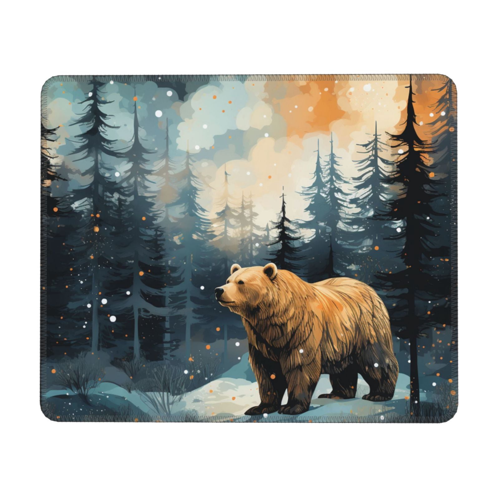 Bear Moose Rustic Wood Mouse Pad Non-Slip Rubber Gaming Mousepad ...