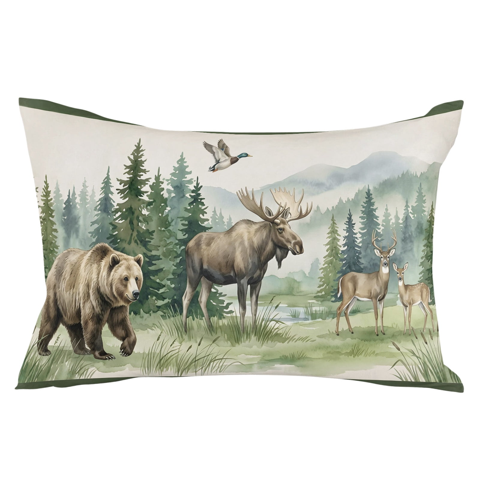 Bear Moose Throw Pillow Cover 16 x 24 Inch Decorative Pillow Cover ...