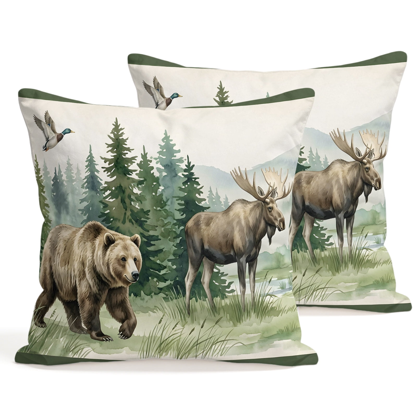 Bear Moose Throw Pillow Covers 20 x 20 Inch Pillow Covers Set of 2 ...