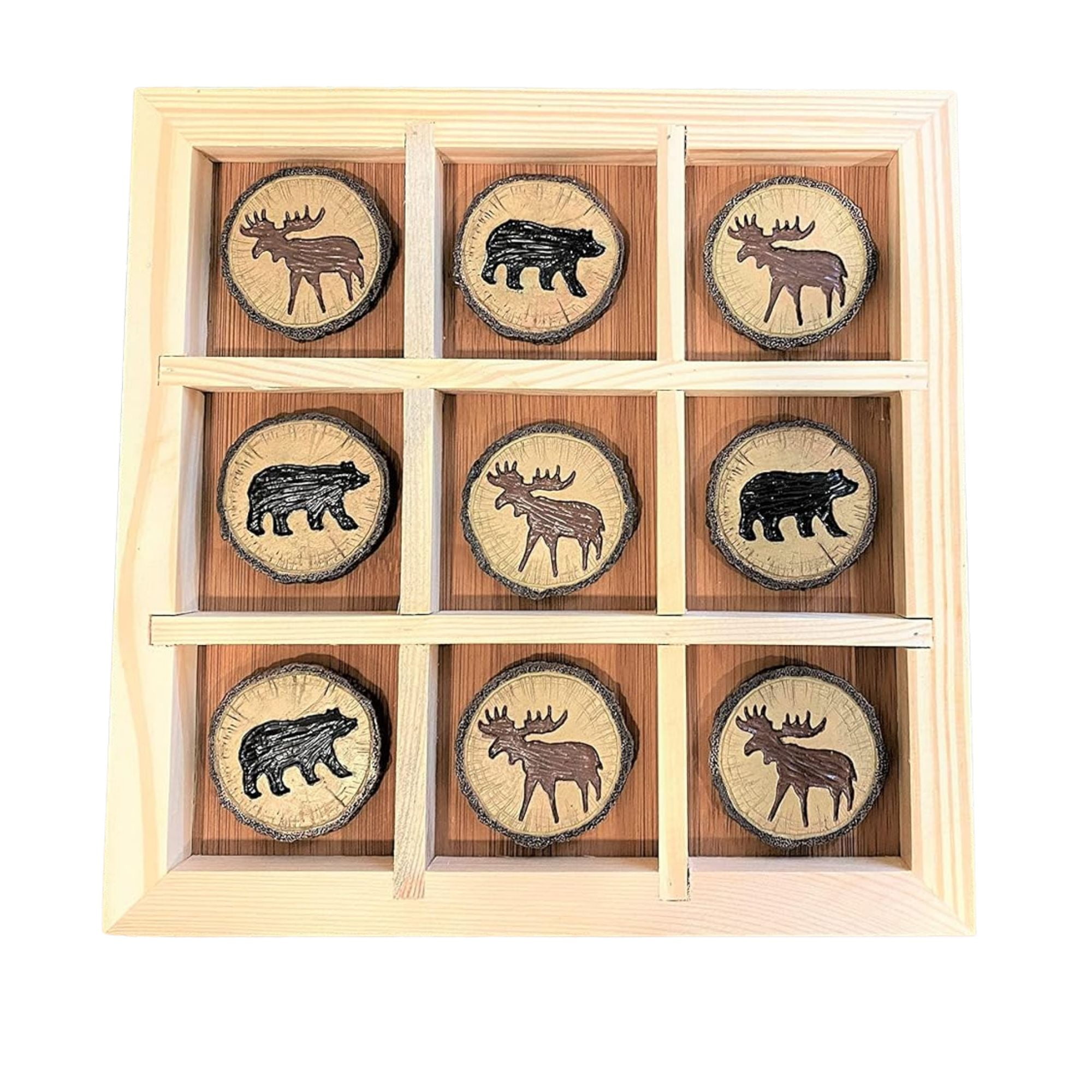 Bear Moose Tic Tac Toe Family Board Game Night Rustic Cabin Lodge Style ...
