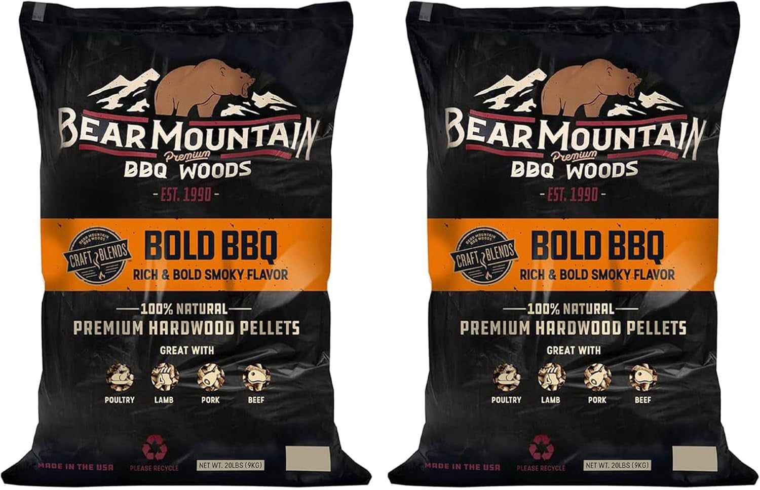 Bear Mountain 2 Pack All Natural Wood Pellets for Smoker, Grill & BBQ ...