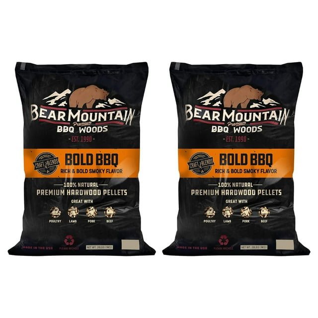 Bear Mountain BBQ Hardwood Bold Craft Blends Smoker Pellets, 20lbs (2 ...
