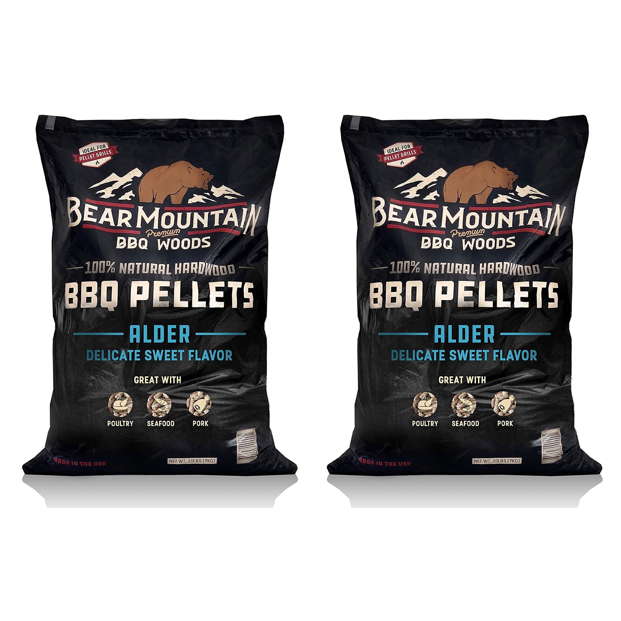 Bear Mountain 100% Natural Hardwood Alder Flavor Wood Pellets, 20 lbs ...