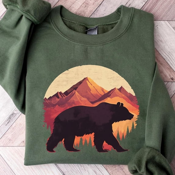 Bear Mountain Sunset Sweatshirt: Outdoor Adventure Wildlife Apparel ...