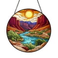 Bear Mountain Theme Fantasy Stained Glass Window Hanging, Decorative ...