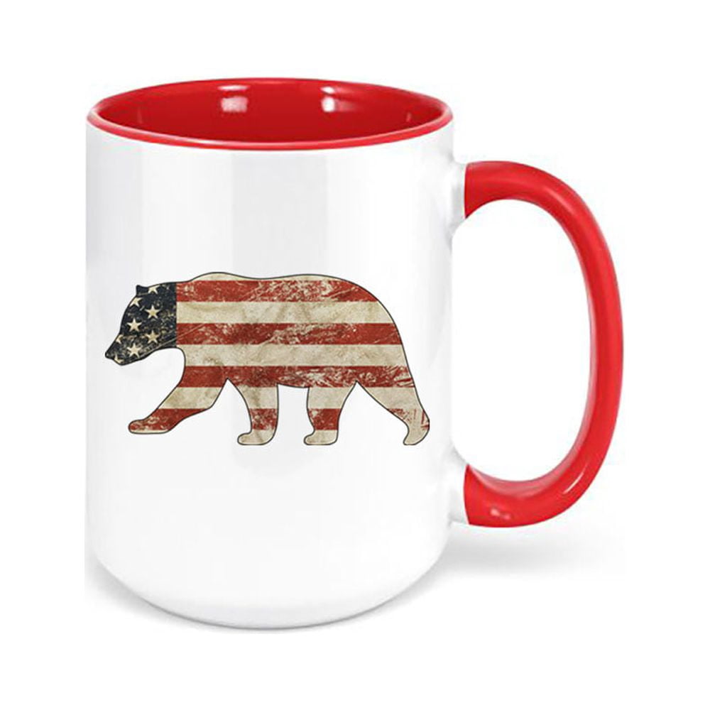 Bear Mug, Bear Flag, Patriotic Coffee Mug, Bear Gift, Bears, American ...