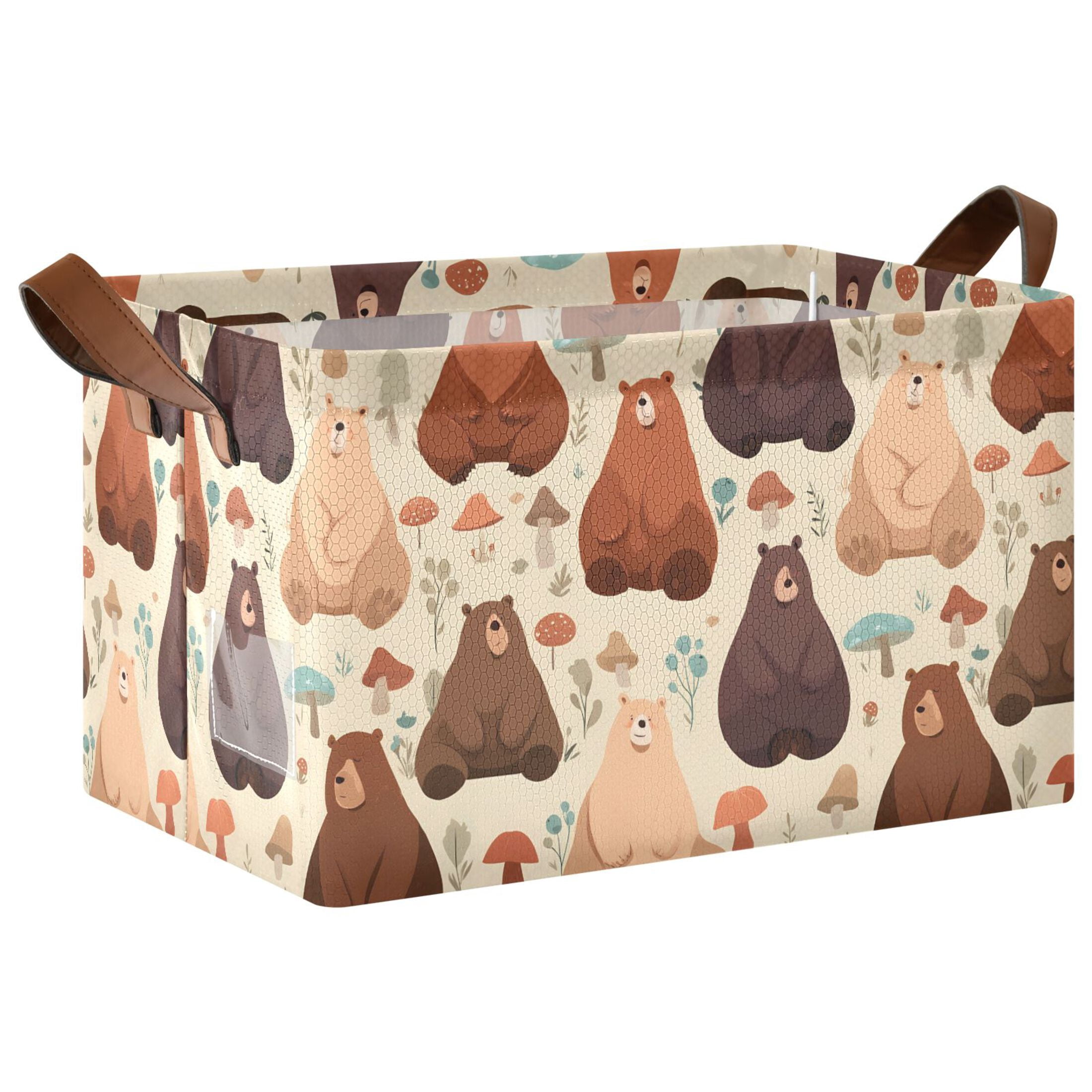 Bear Mushroom Pattern Collapsible Storage Bin Open Home Shelf Basket ...