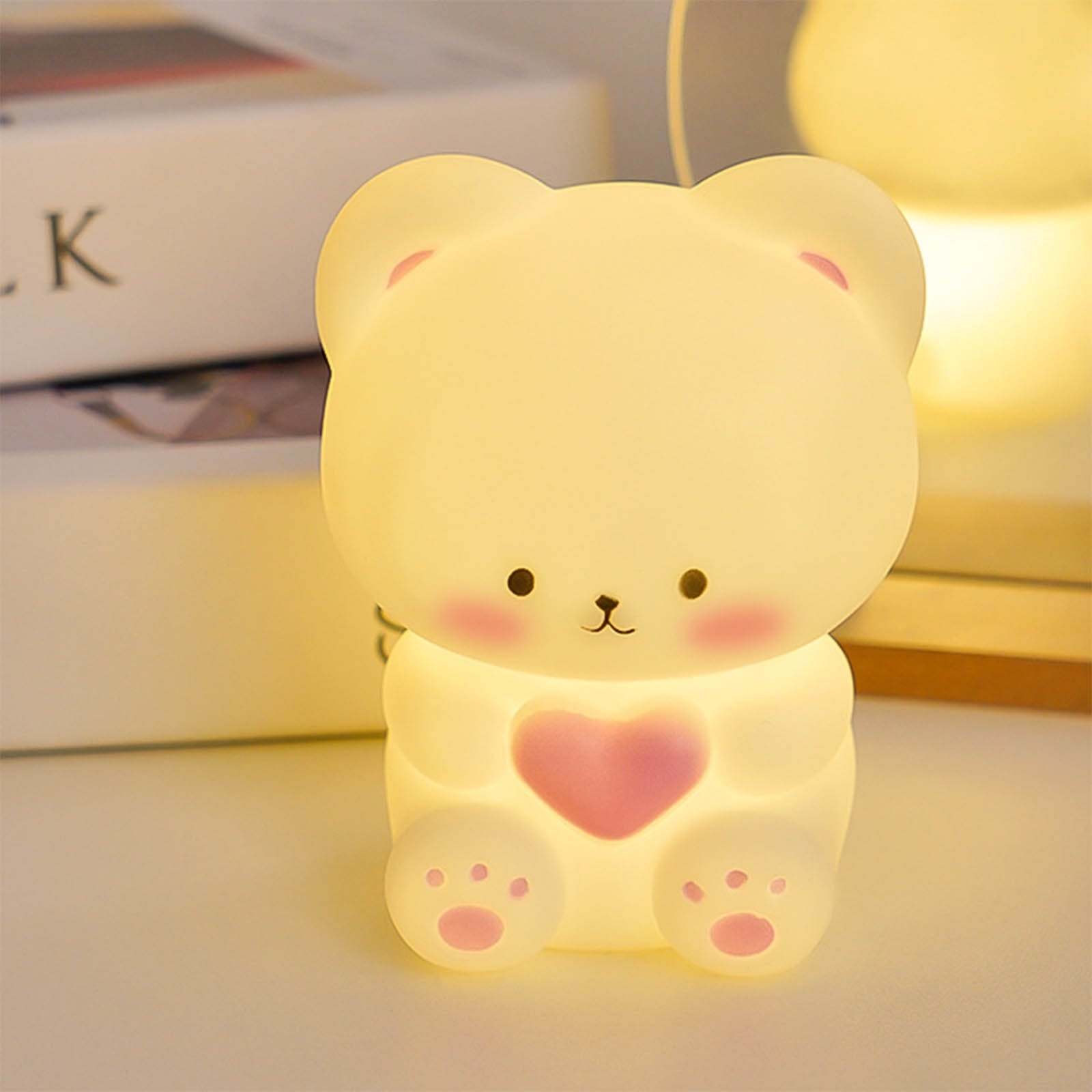 Bear Night Light | Cute Silicone Bear Glowing Lamp for Bedroom Decor ...